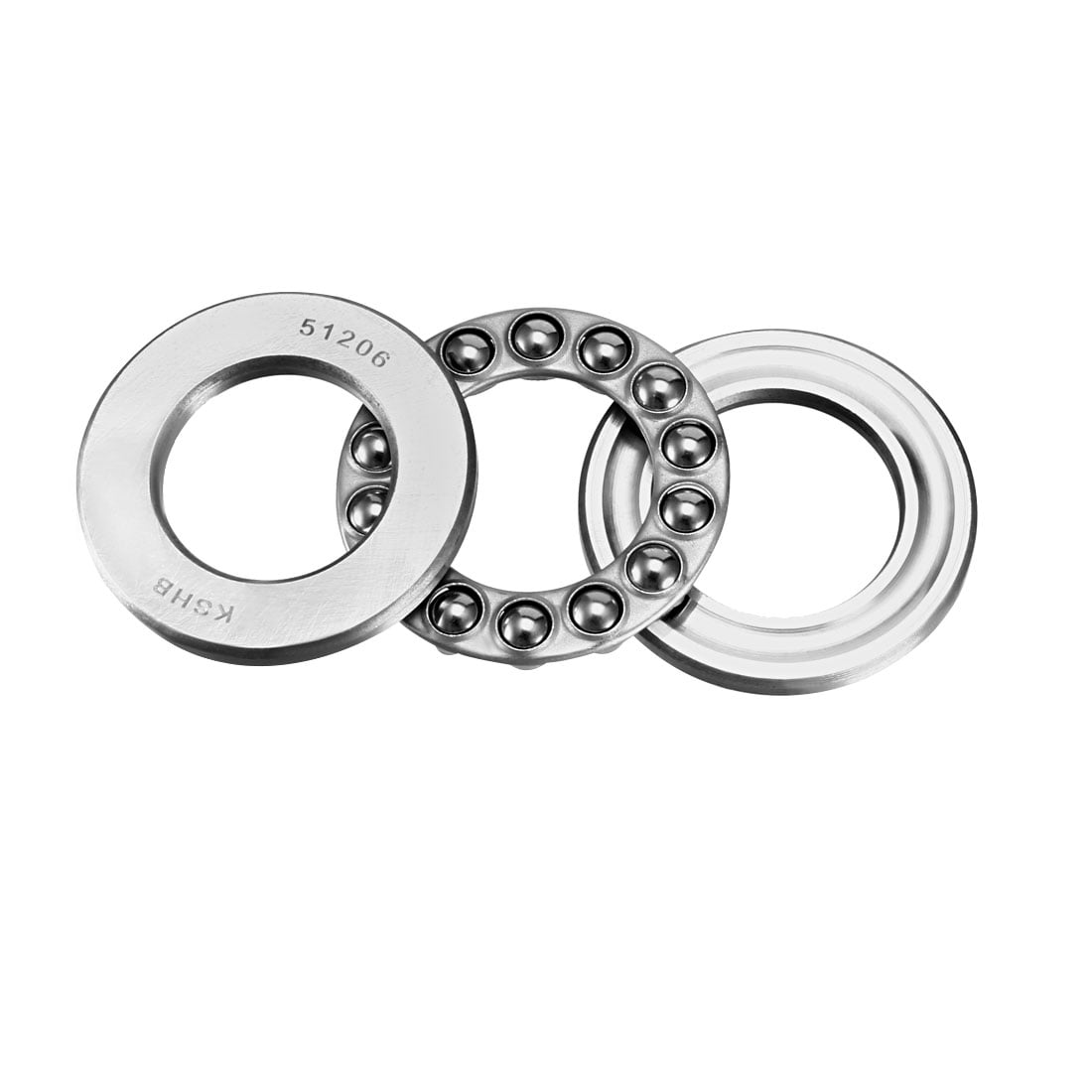 51206 Single Direction Thrust Ball Bearings 30mm x 52mm x 16mm Chrome ...