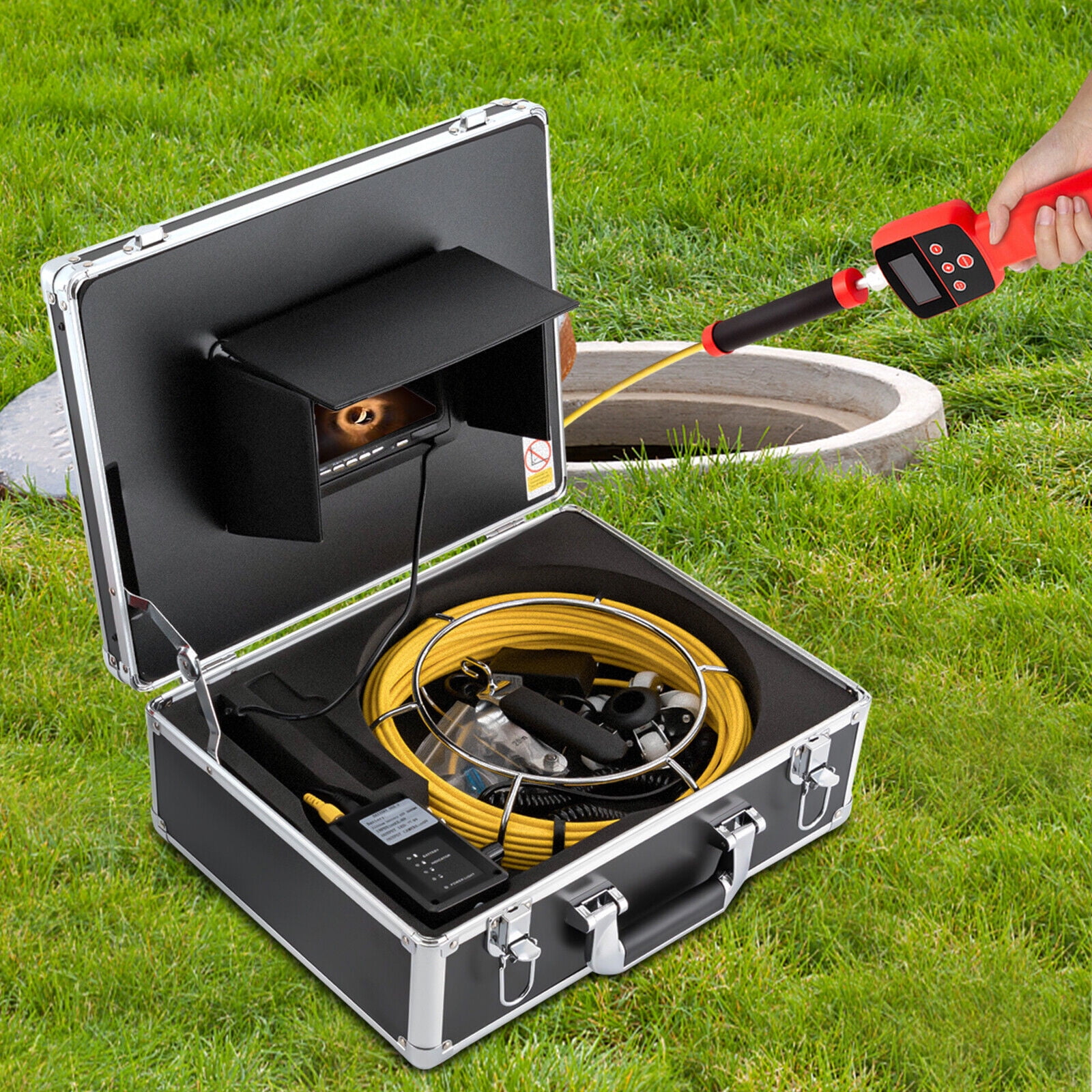512HZ Sewer Camera Pipe Inspection Camera 7" LCD Monitor with 100FT ...