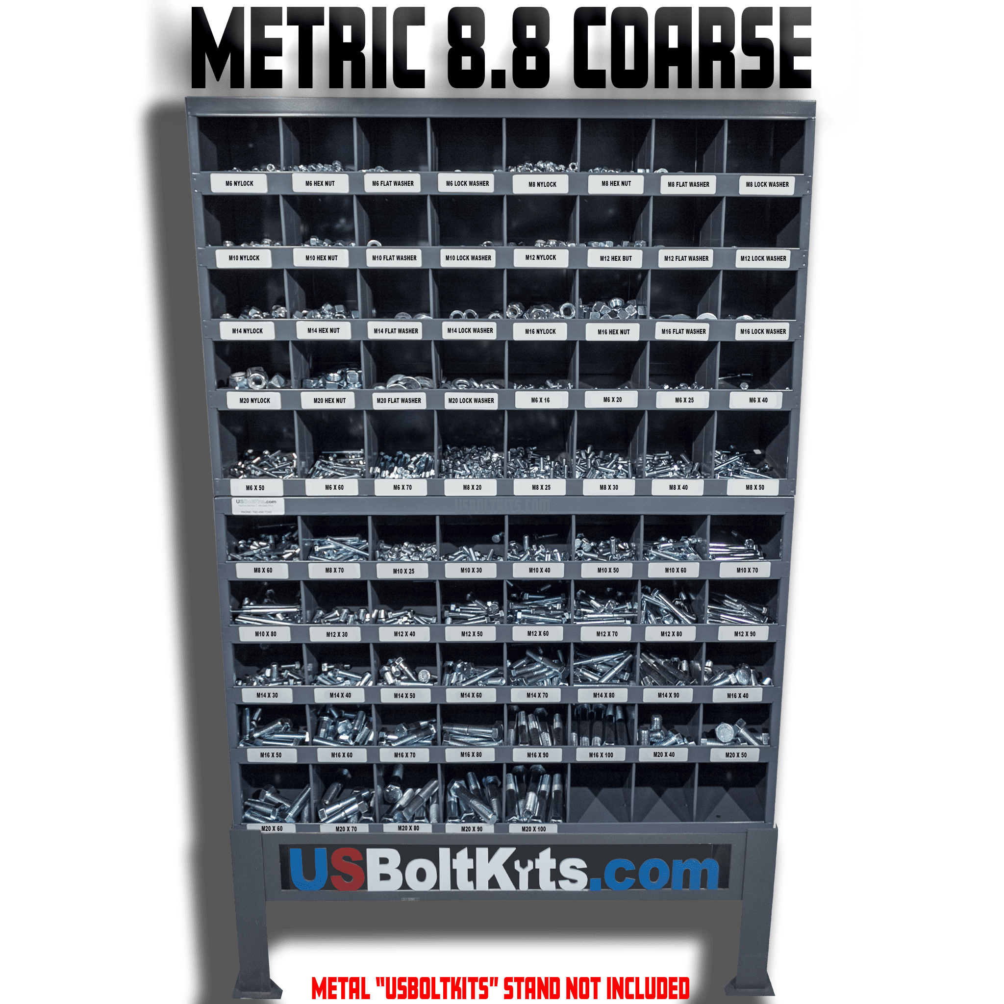 5135 Piece Metric Class 8.8 Coarse Thread Bin Kit with Two (2) 40 Hole ...