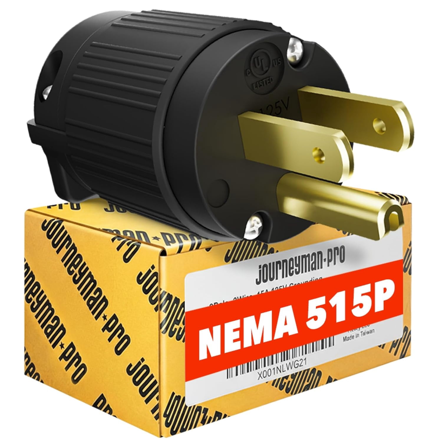 515PV, 15 Amp, 125 Volt, Male Electrical Plug Replacement 3 Prong, NEMA ...