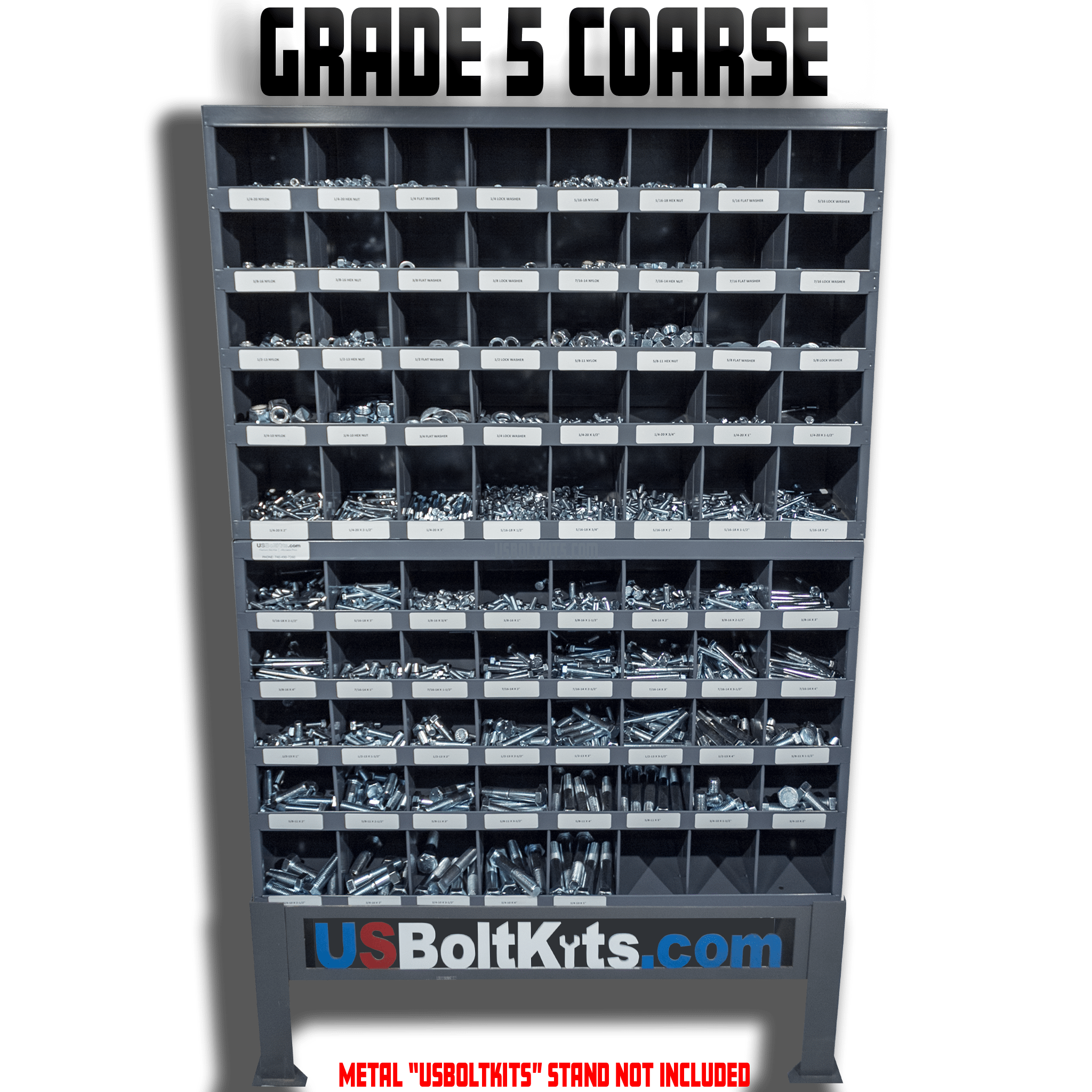 5170 Piece Grade 5 USS Coarse Thread Bin Kit with Two (2) 40 Hole Bins ...