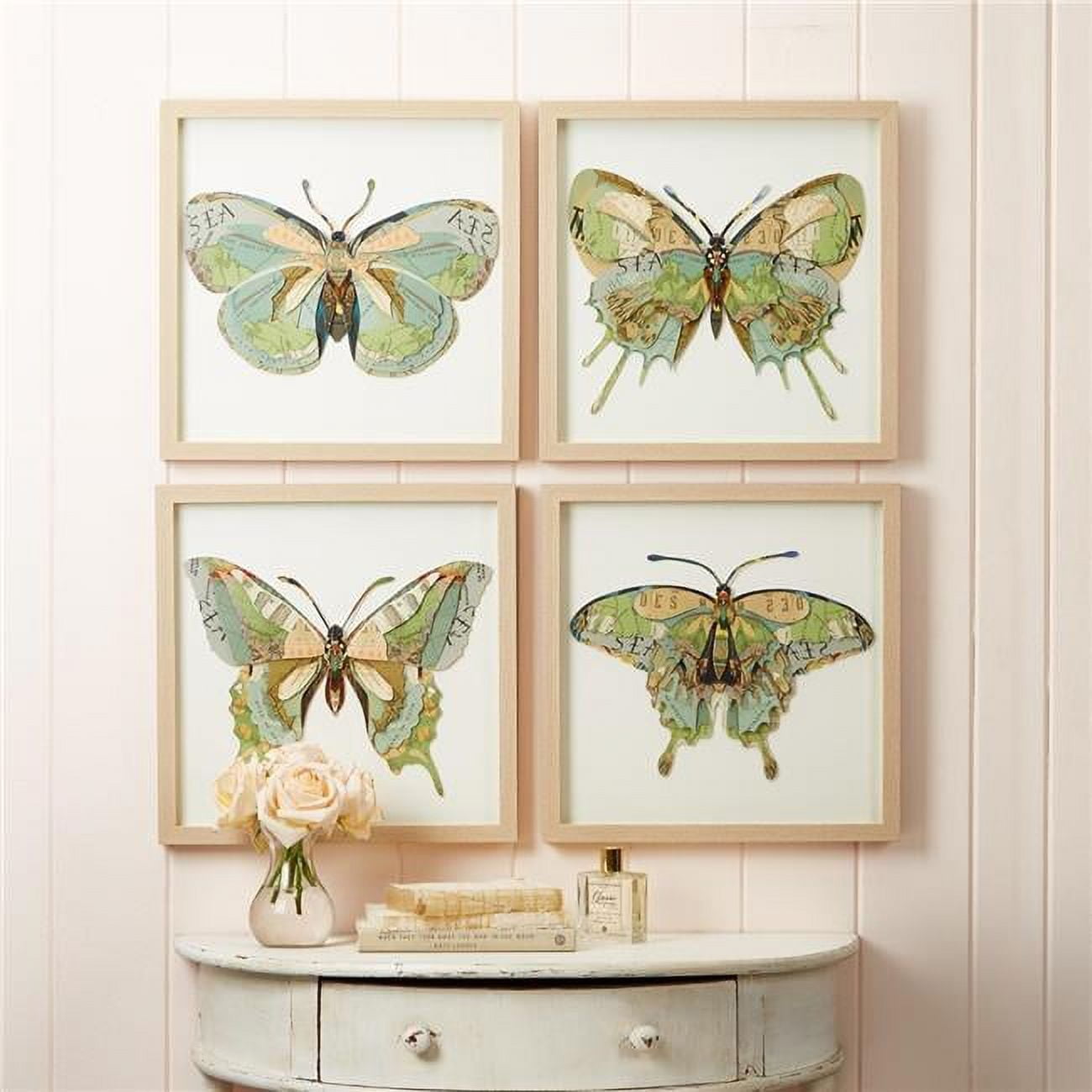 51961 Butterfly Paper Collage Wall Art - Set of 4 - Walmart.com