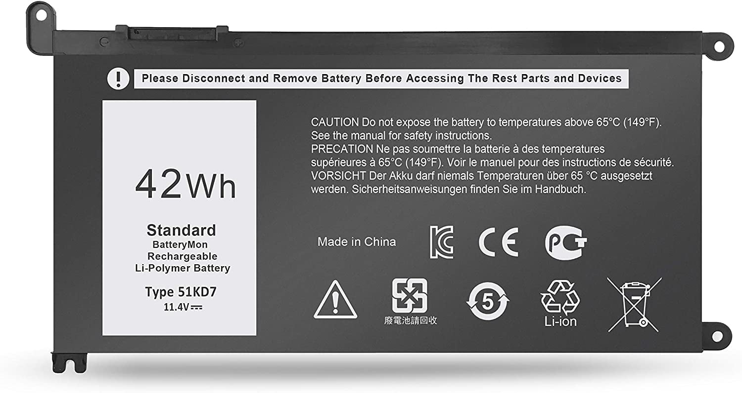 51KD7 Laptop Battery Replace for Dell Chromebook 11 3100 3180 3189 5190 ...