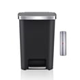 51L Rectangular Kitchen Trash Can with Soft Close Lid, Step Pedal ...