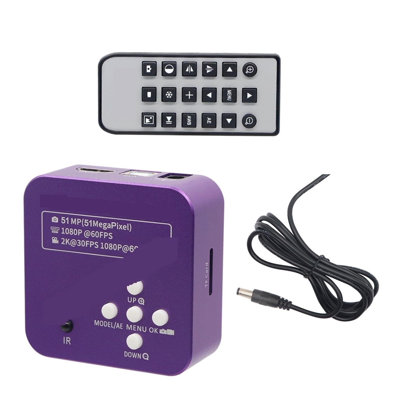 51MP 1080P FULL HD Digital Microscope 180X C-Mount Lens USB Industrial ...