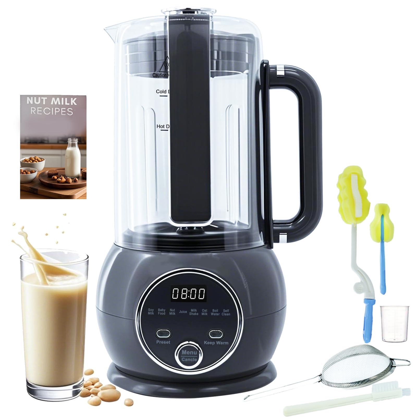 51OZ 10 in 1 Automatic Nut Milk Maker with 20 Blades,Almond Milk ...
