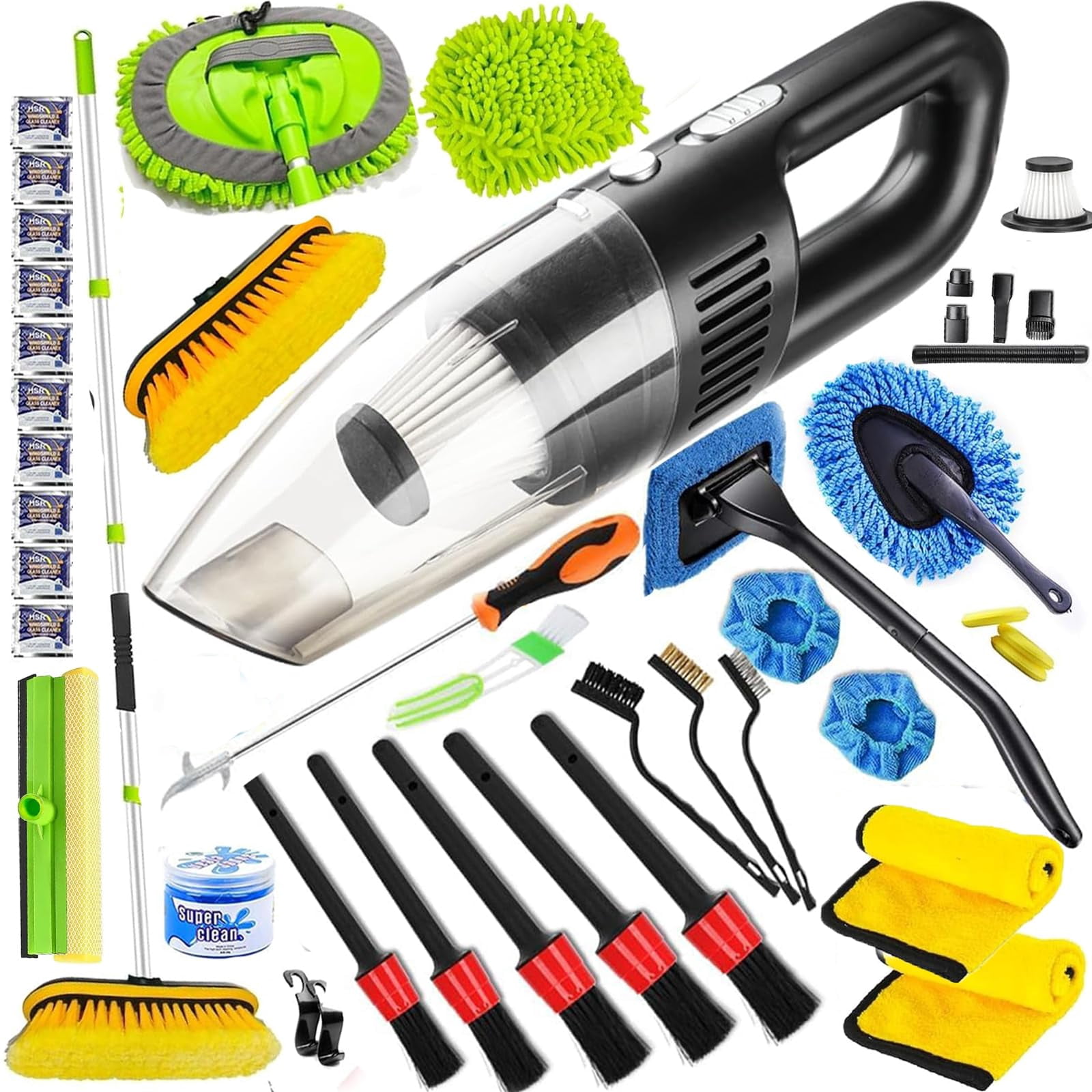 51Pcs Cleaning Kit,Handheld Vacuum with 8000Pa Suction, Interior ...