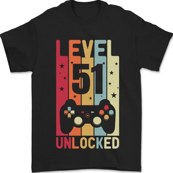 51St Birthday 51 Year Old Level Up Gaming Mens S-5XL T-Shirt - Walmart.com