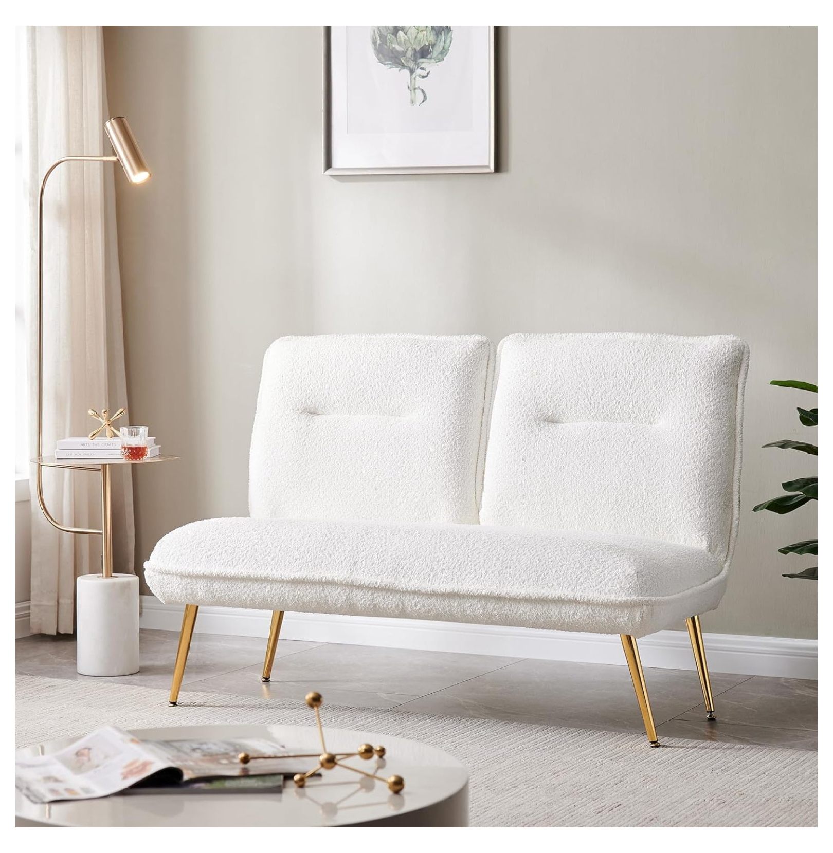 51inch Armless Loveseat Sofa,Mini Small Comfy Couch,Upholstered Chair ...