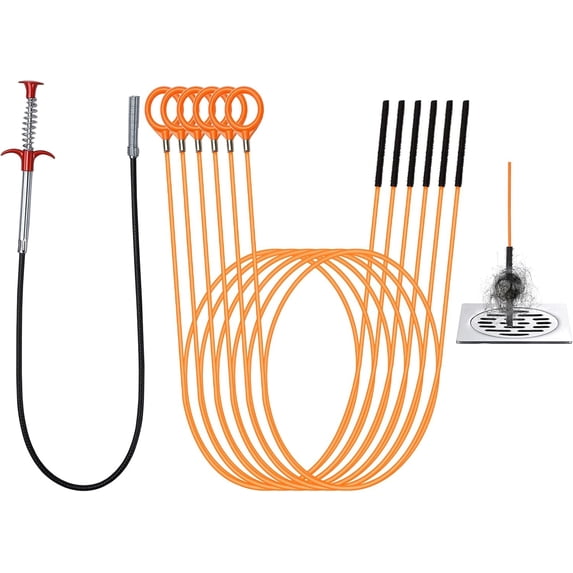 51inch Drain Hair Remover(6pack),34inch Drain Clog Remover(1pack),Drain ...
