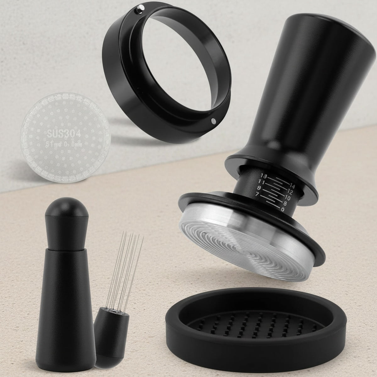 51mm Espresso Accessories Kit - Spring Loaded Calibrated Tamper ...