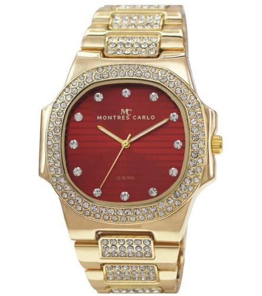 51mm Montres Carlo Luxury Men's Embellished Stones Quartz Fashion Wrist ...