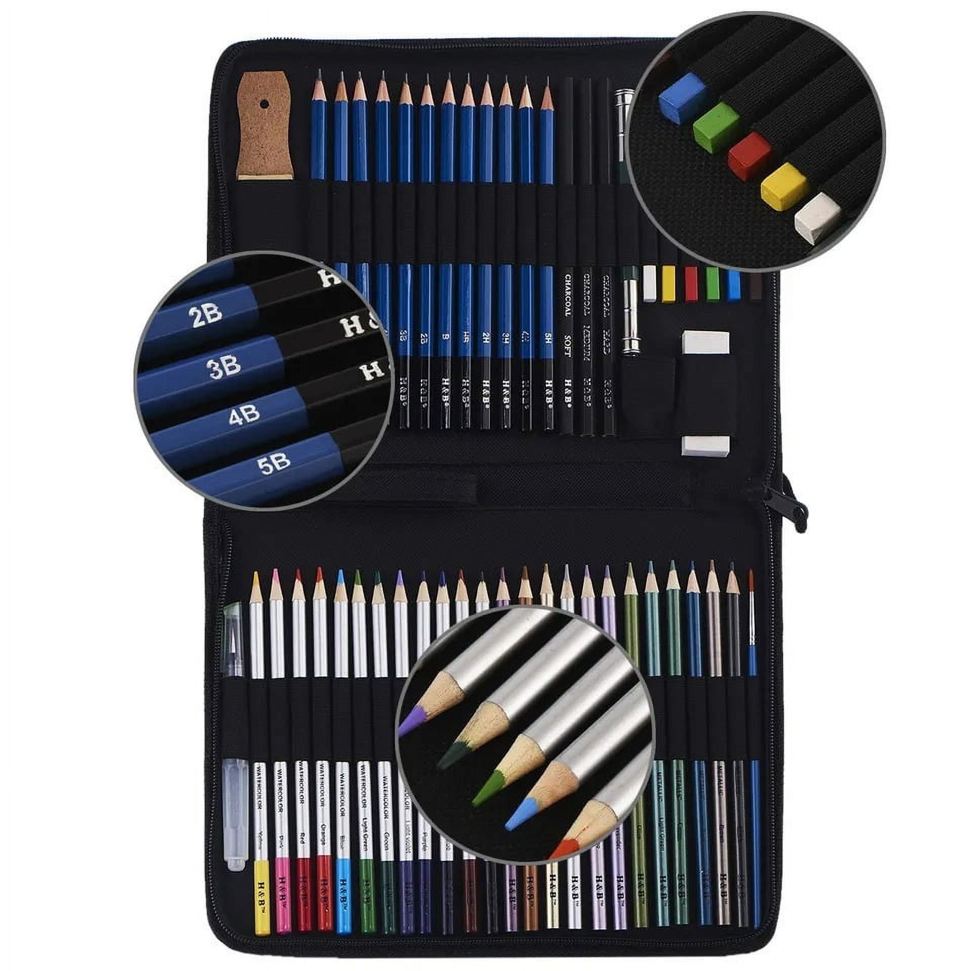 51pcs Professional Drawing Artist Kit Set Pencils and Sketch Charcoal ...
