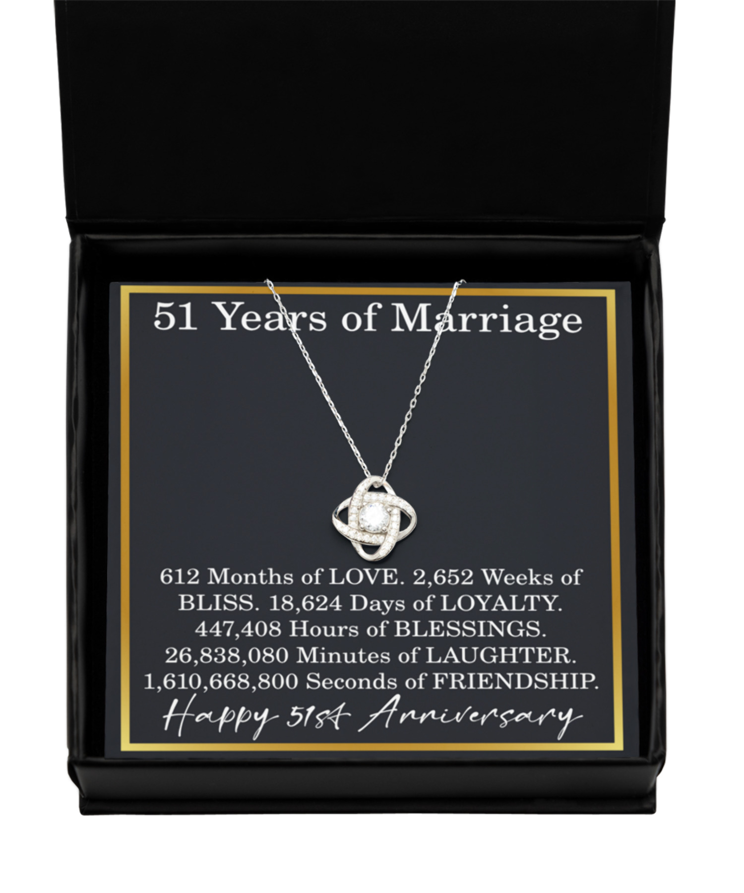 51st Anniversary Necklace for Her Wife 51 Years of Marriage Love Knot ...