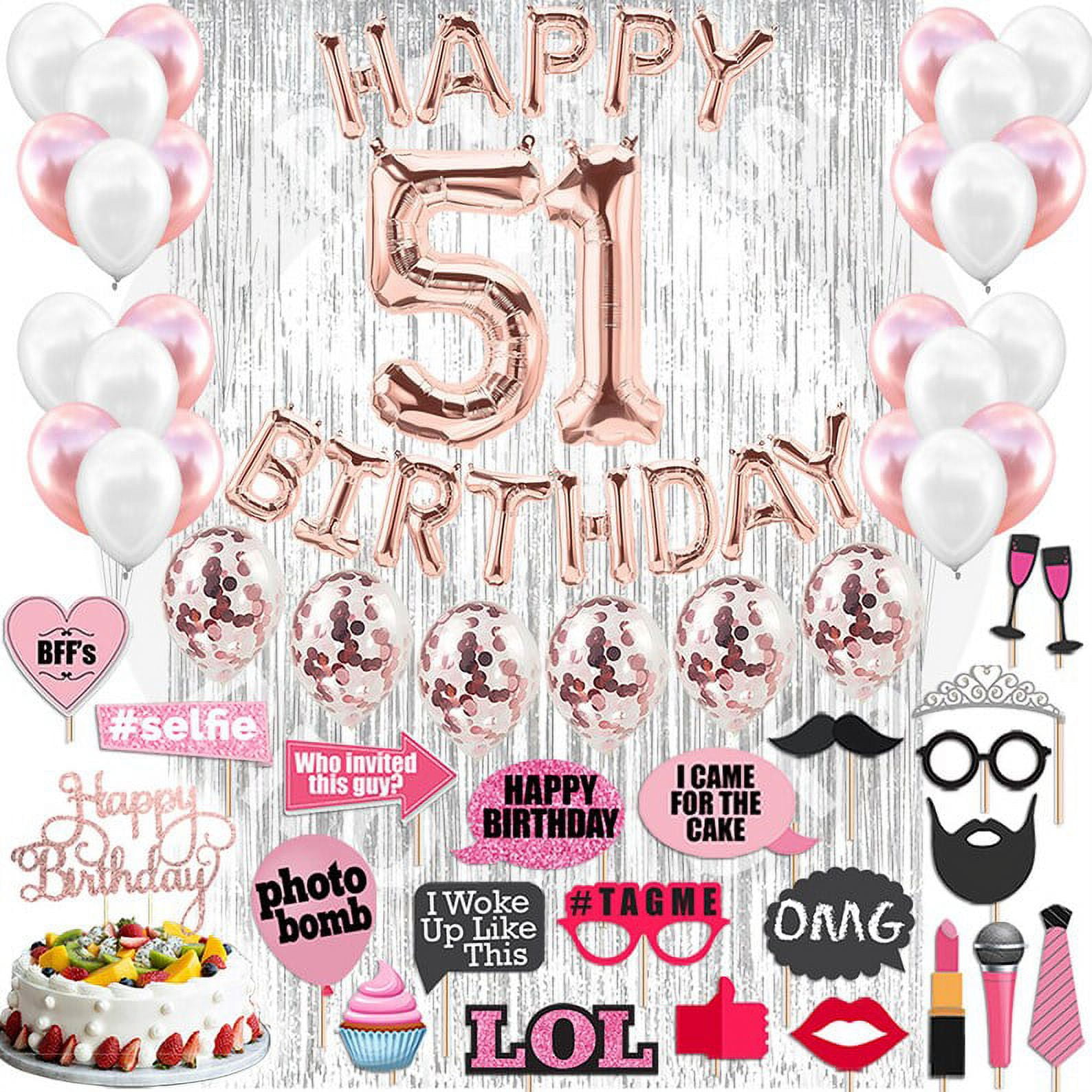 51st Birthday Decorations Silver for Her, 51st Party Supplies, 51st ...