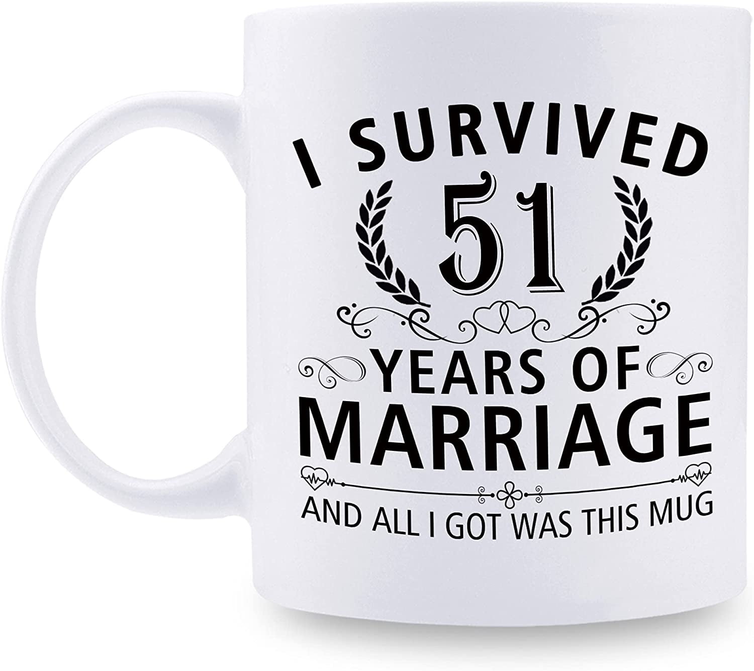 51st Wedding Anniversary Mugs for Couple Husband Wife - I Survived 51 ...
