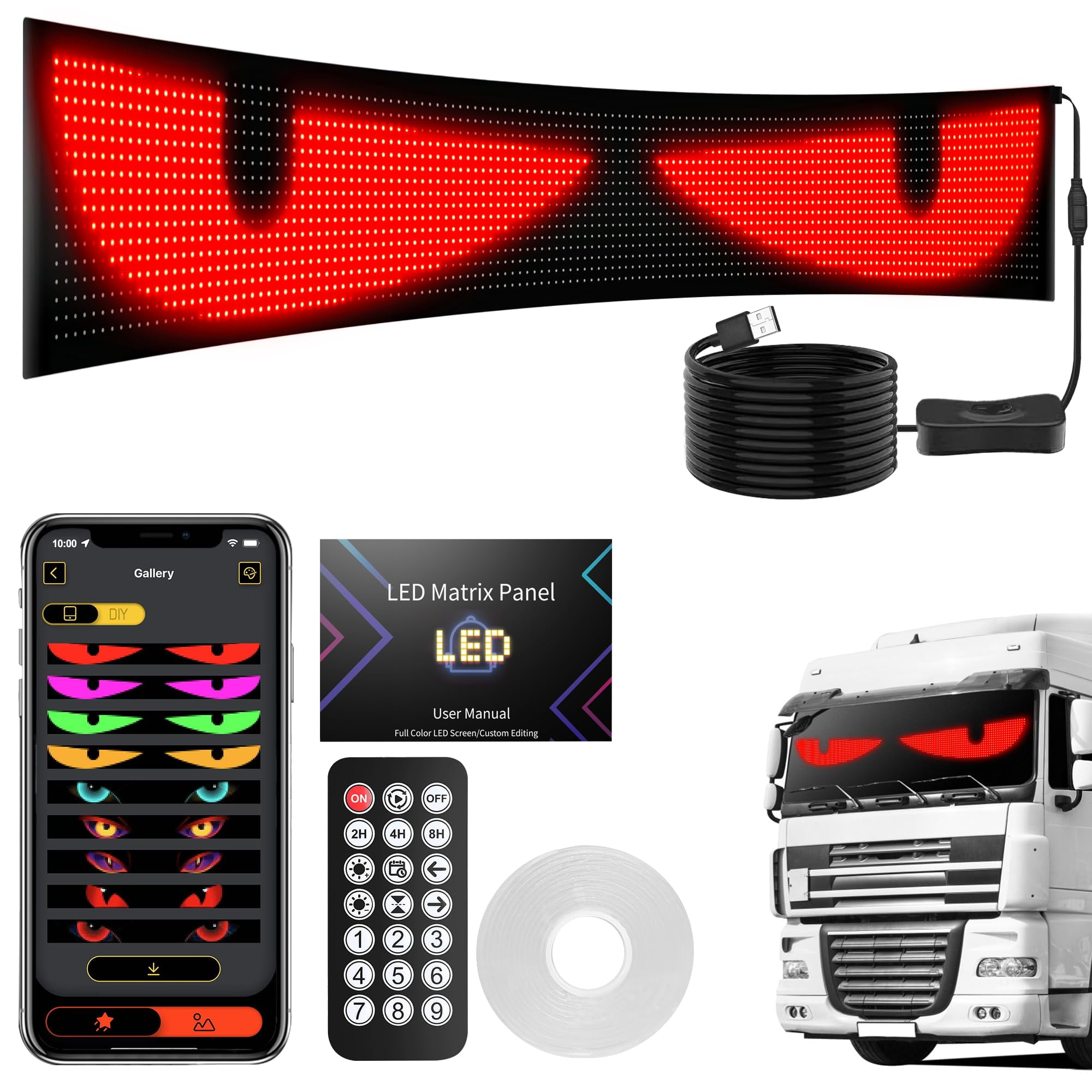 52.4” Devil Eyes Light for Windshield, LED Eyes for Truck Windshield ...