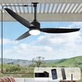 52/42 Inch, 3-Blade Outdoor Ceiling Fan, IP54, Black, Remote + APP ...