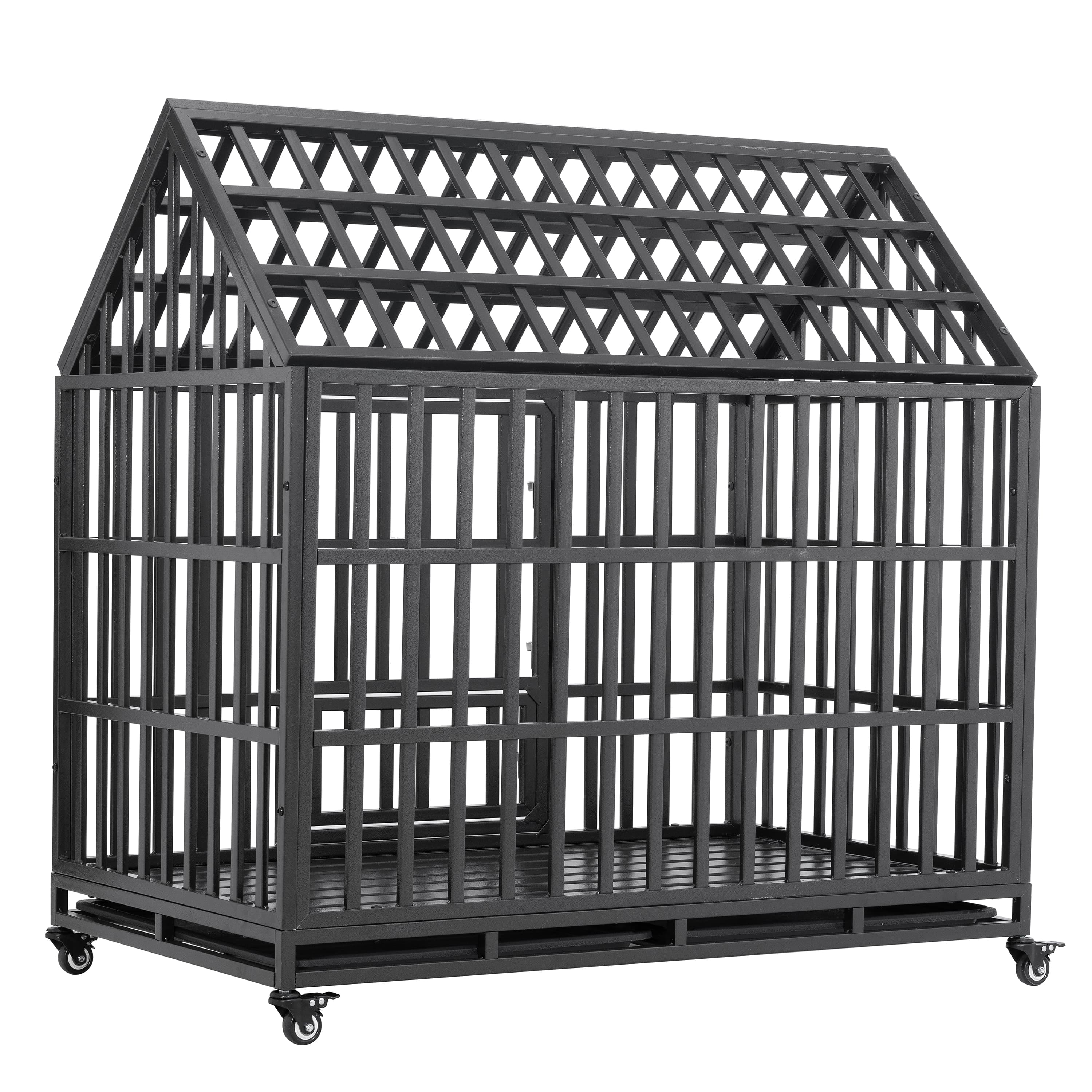 52/48/44 inch Heavy Duty Indestructible Dog Crate, Escape Proof Dog ...