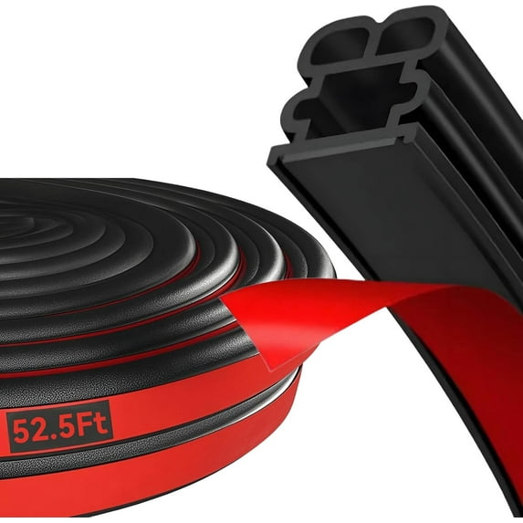 52.5 FT Weather Stripping & Door Seal Strip - Thickened Double Layer ...