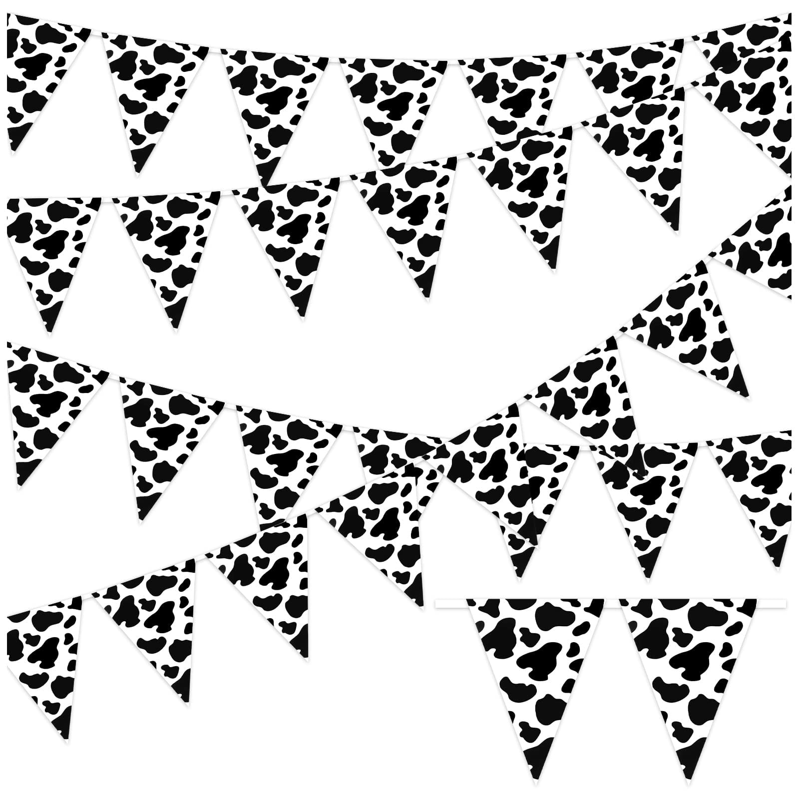 52.5 Ft Cow Print Pennant Bannars, Reusable Cow Pennant Bannar for Farm ...
