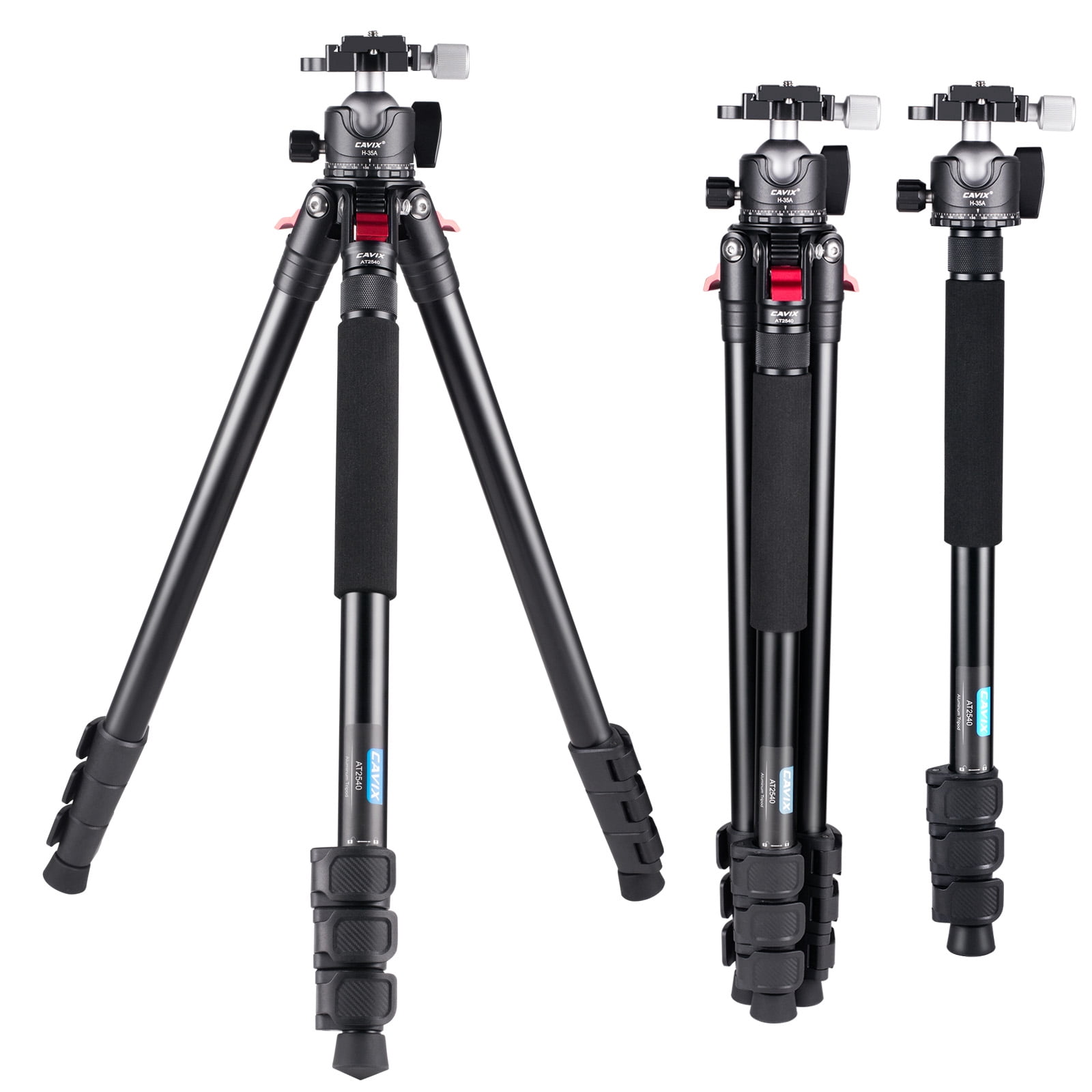 52.5-inch Foldable Tripod Camera Stand with Fluid Ball Head 3 Sections ...