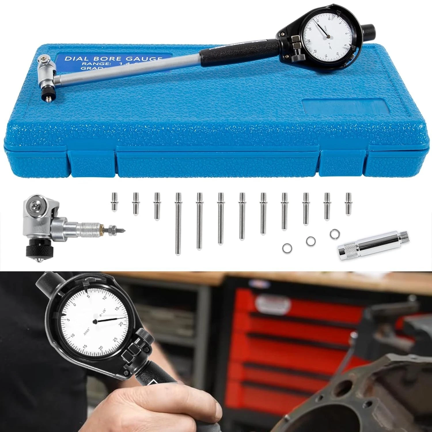 52-646-400-0 Digital Dial Bore Gage Gauge Set - 1.4" to 6" (35 mm to ...