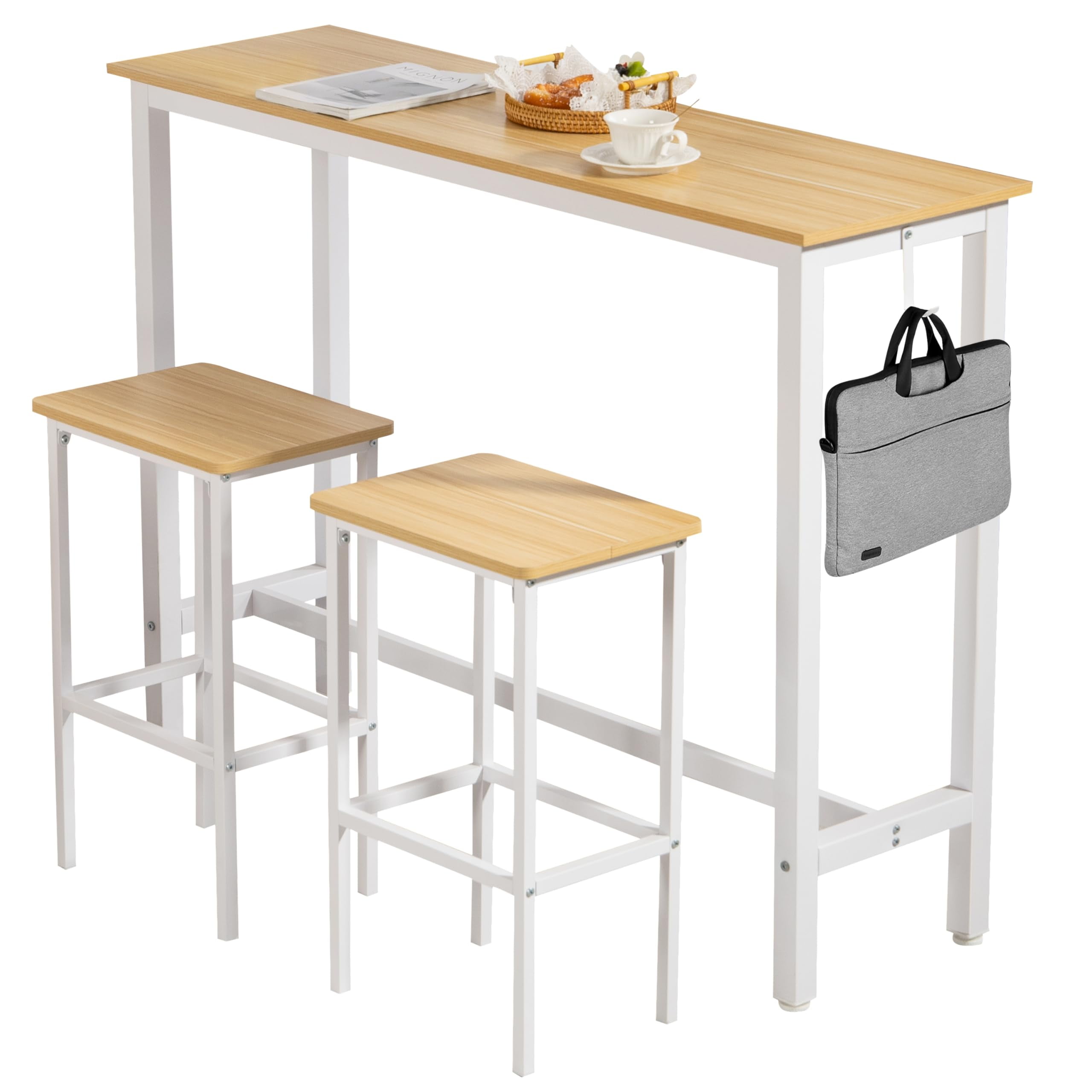 52.7" Industrial Bar Table Set with 2 Stools - Counter Height Dining ...