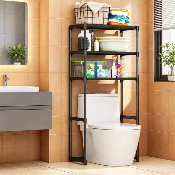 52.7" Multi-Layer Over Toilet Storage Rack, Waterproof Plastic Bathroom ...