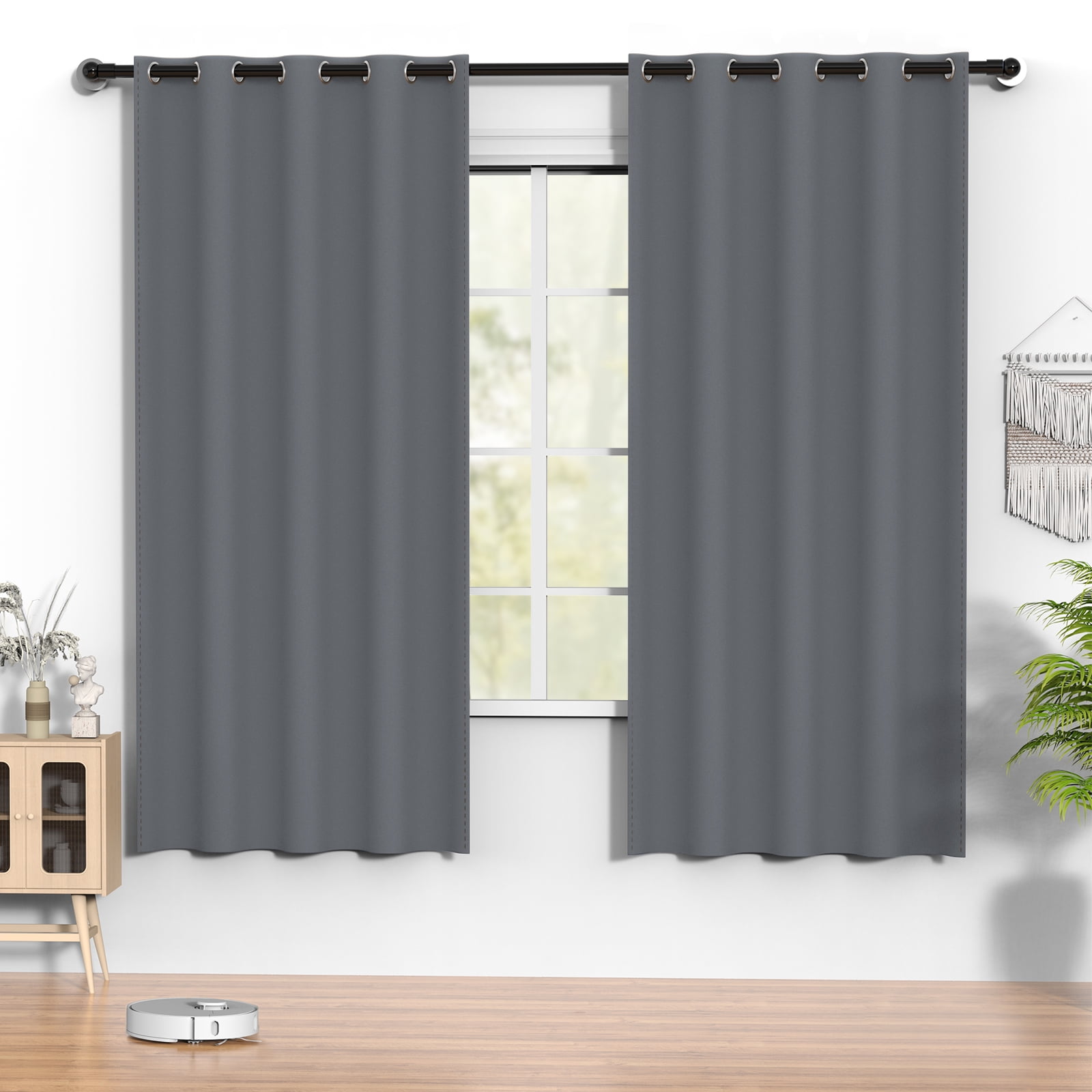 Blackout Curtains 52 x 72 inch, Thermal Insulated Black Curtains Set of ...