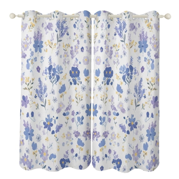 52×72in Perforated Curtain Two Symmetrical Pieces Heat Insulation Sun ...