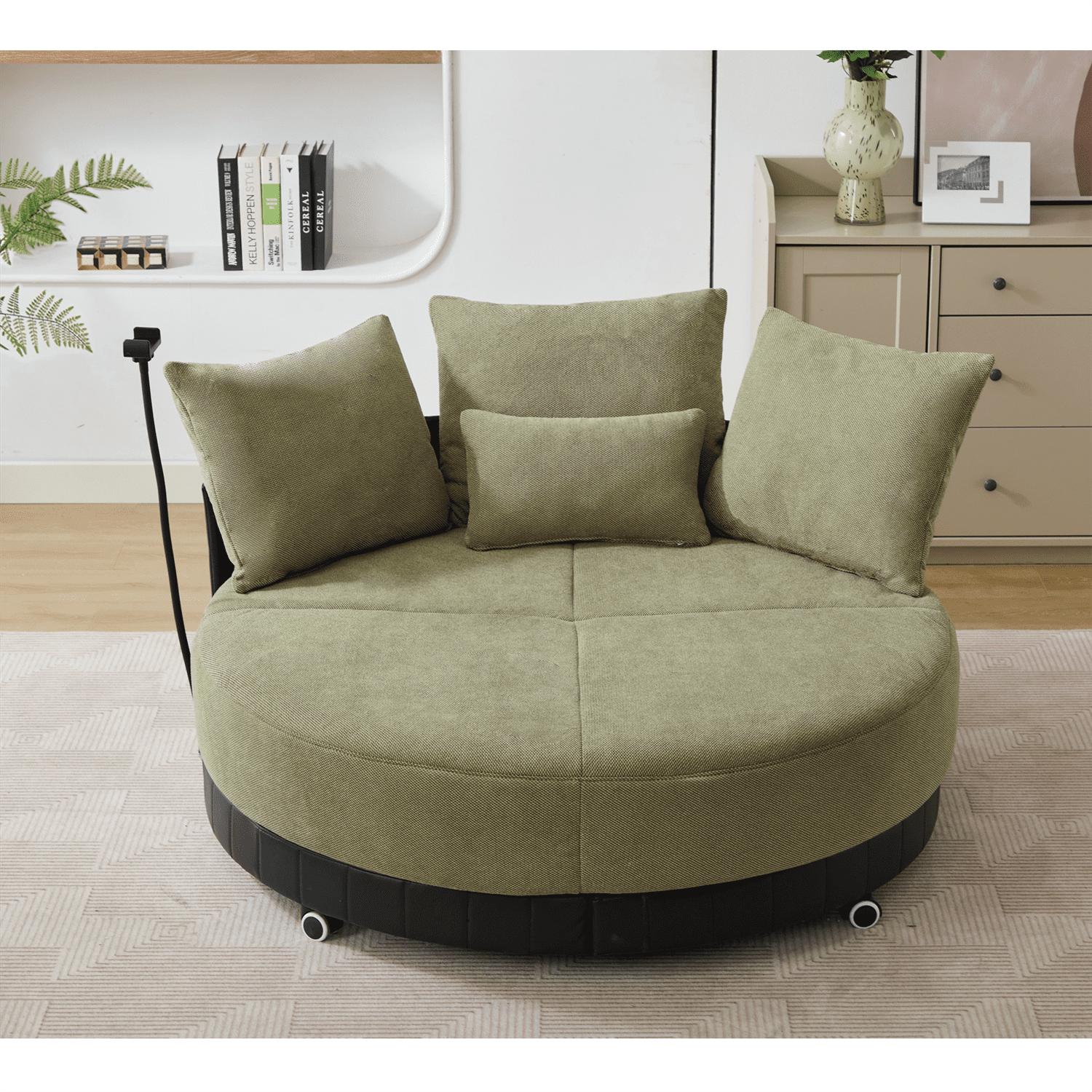 52.75'' Oversized Round Swivel Chair, 360° Swivel Chair, Couples Chair ...