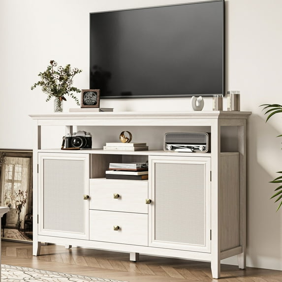 52.8" Exquisite Rattan Work - Open and Closed Storage Areas - Wine Unit ...