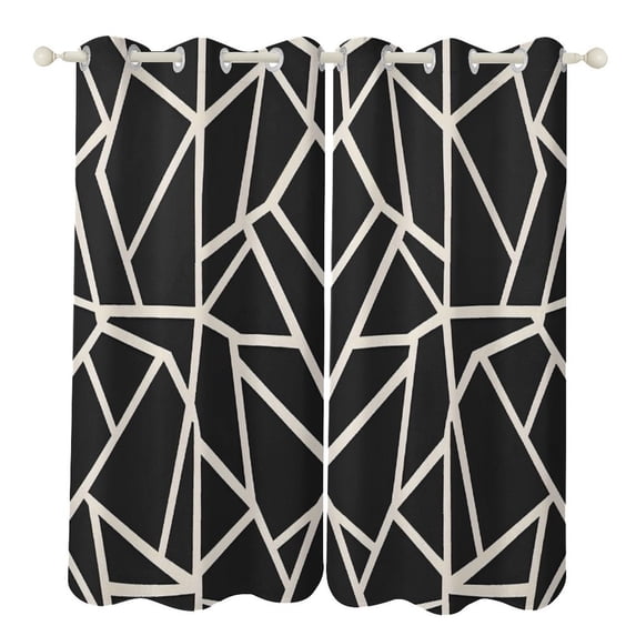 52×84in Perforated Curtain Two Symmetrical Pieces Heat Insulation Sun ...