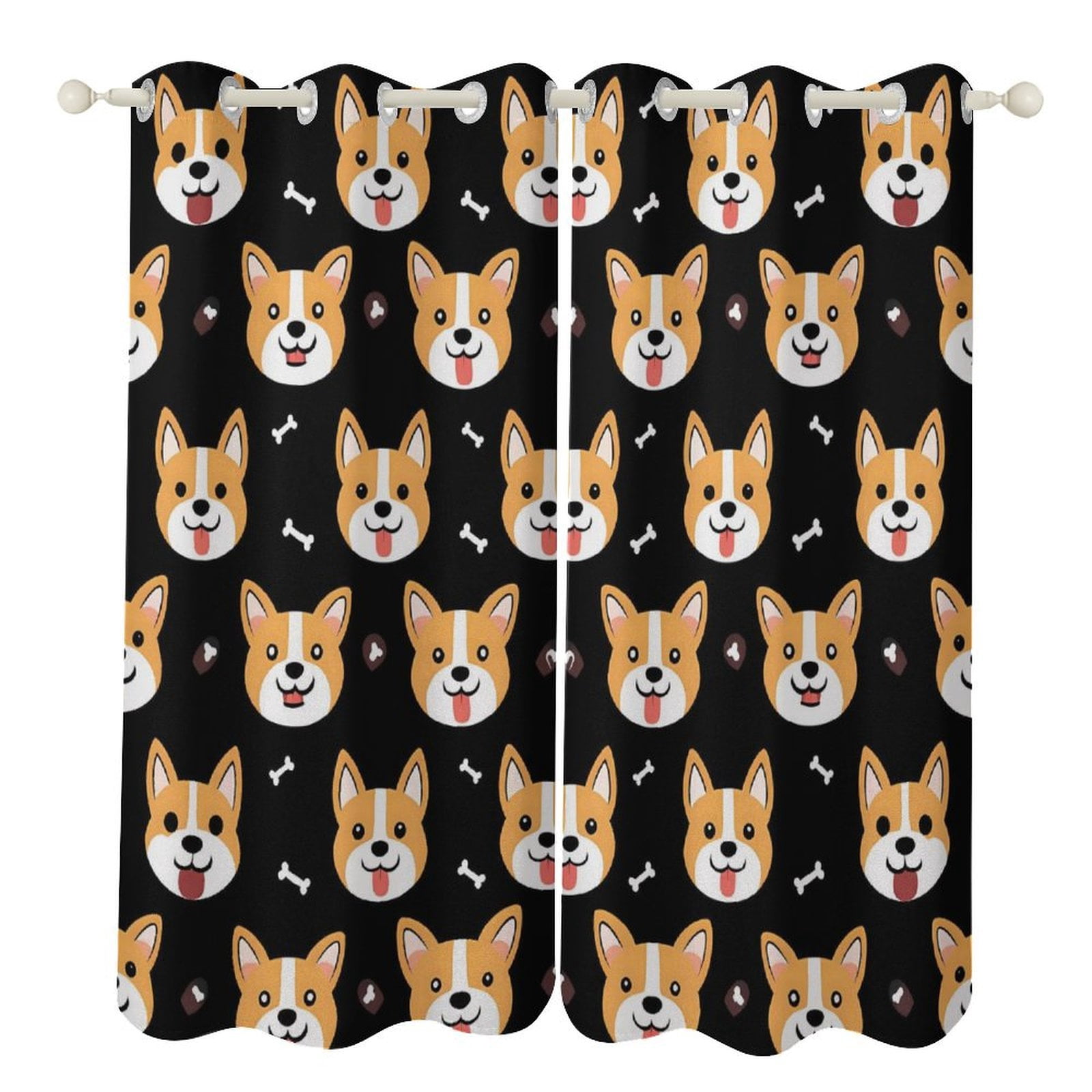 52×84in Perforated Curtain Two Symmetrical Pieces Heat Insulation Sun ...