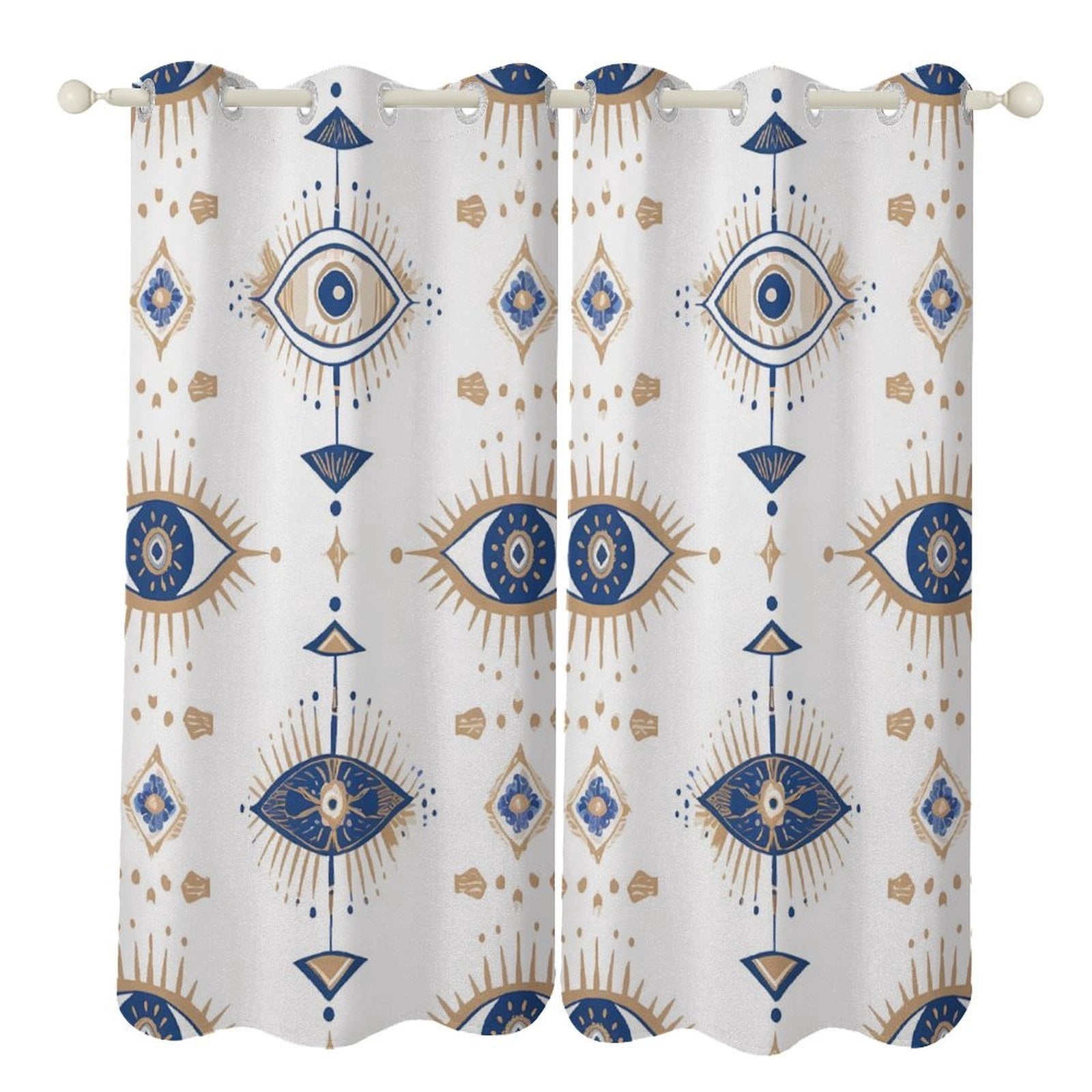 52×84in Perforated Curtain Two Symmetrical Pieces Heat Insulation Sun ...