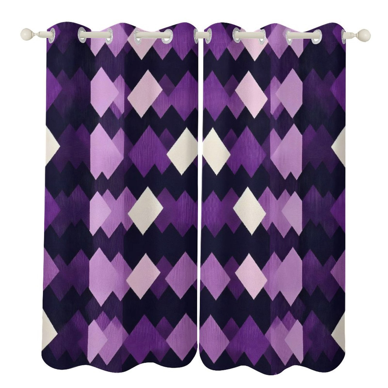 52×84in Perforated Curtain Two Symmetrical Pieces Heat Insulation Sun ...