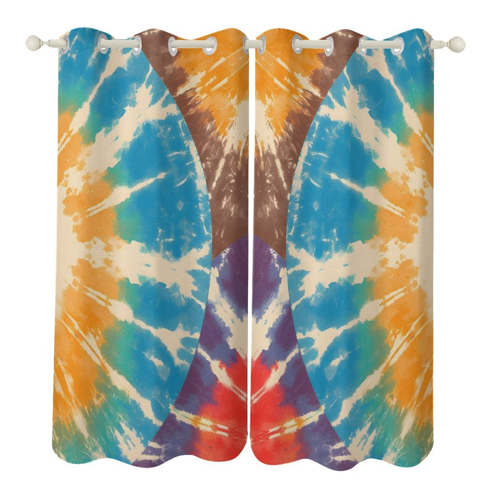 52×84in Perforated Curtain Two Symmetrical Pieces Heat Insulation Sun ...