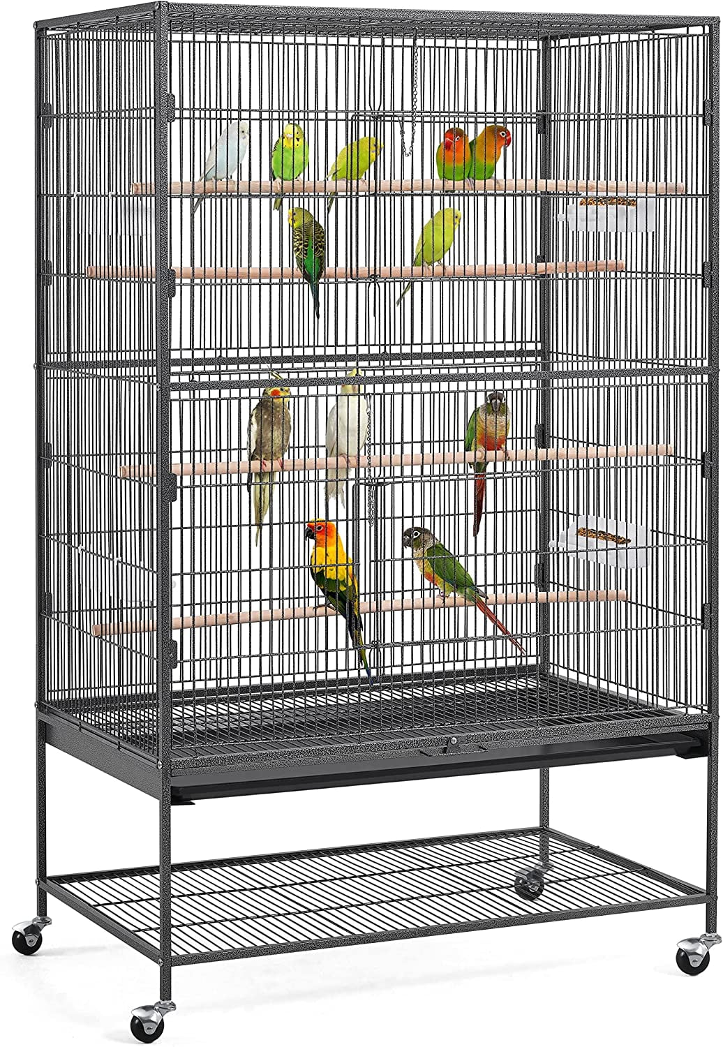 52'' Bird cage w/Perches & Feeders, Large Birdcage with Pull-Out Tray ...