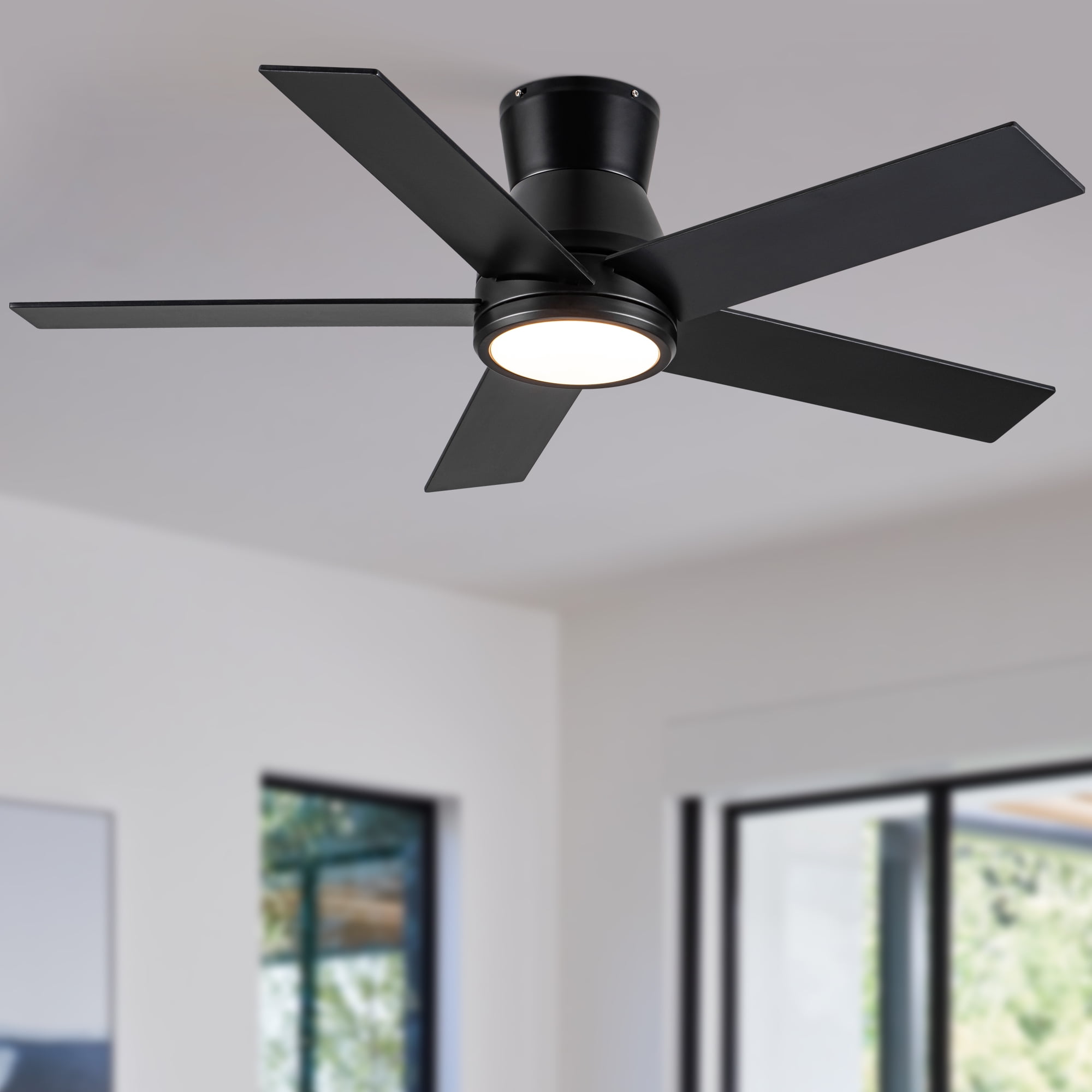 52" Black Lowe Profile Ceiling Fan with Light - Walmart.com