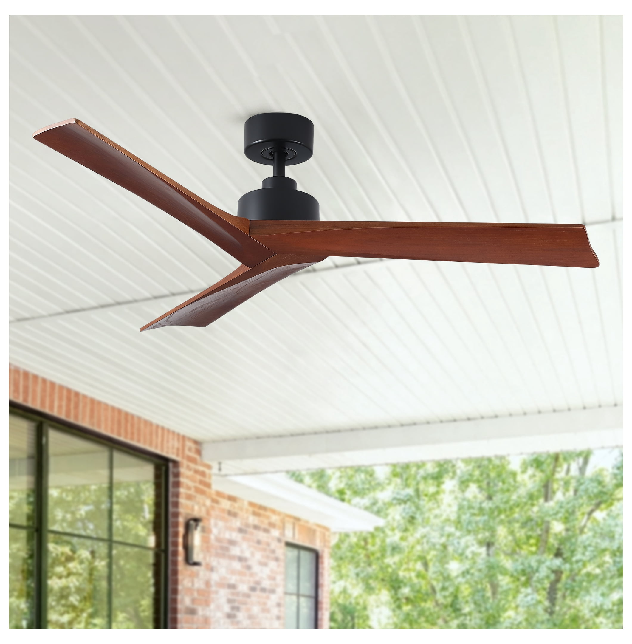 52" Black Lowe Profile Ceiling Fan without Light Black + Plywood ...