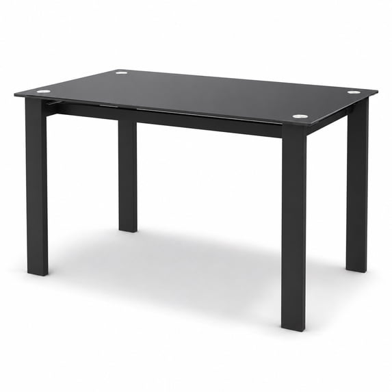 52" Black Tempered Glass Dining Table, Multi-Function Rectangular Table ...