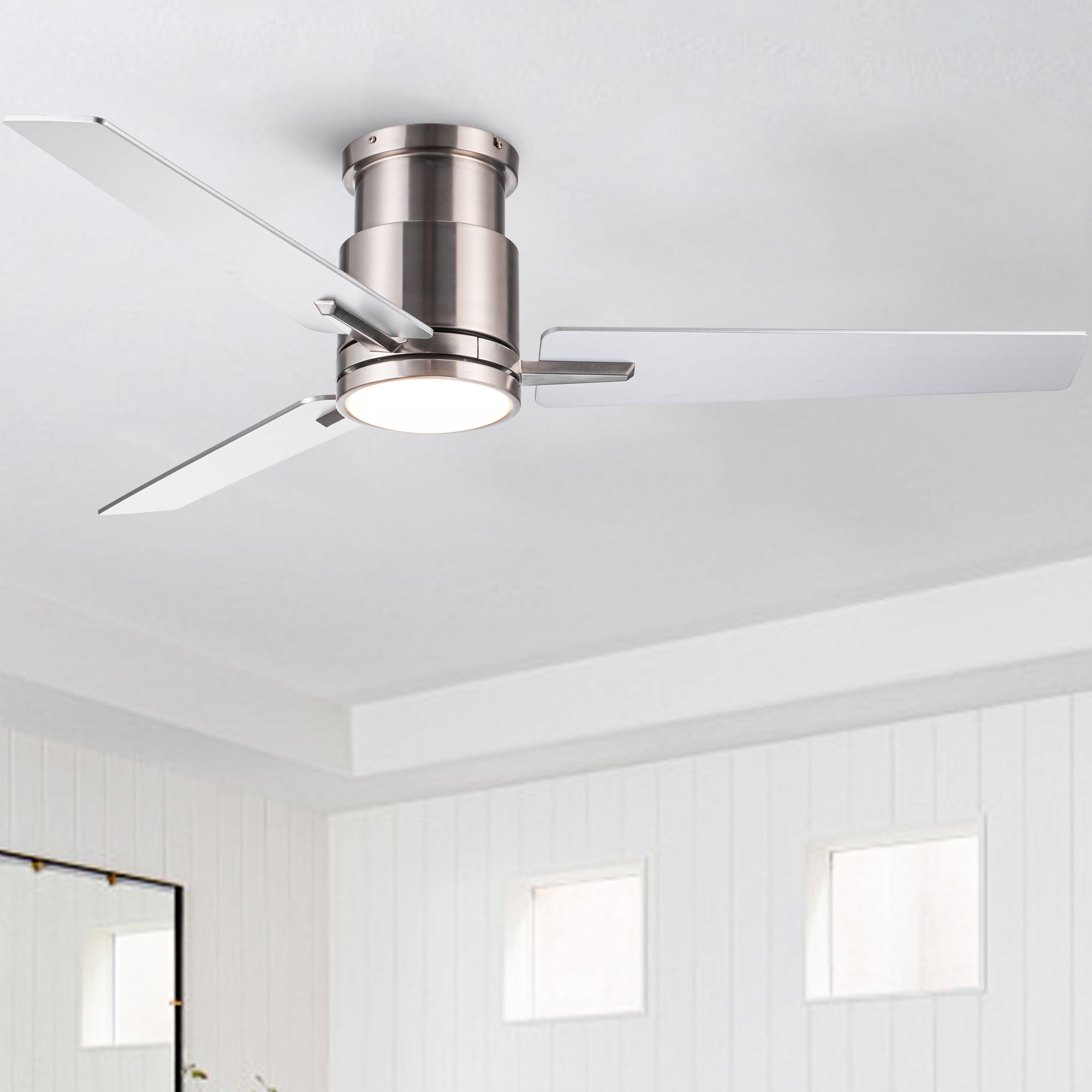 52" Brushed Nickel Lowe Profile Ceiling Fan with Light - Walmart.com