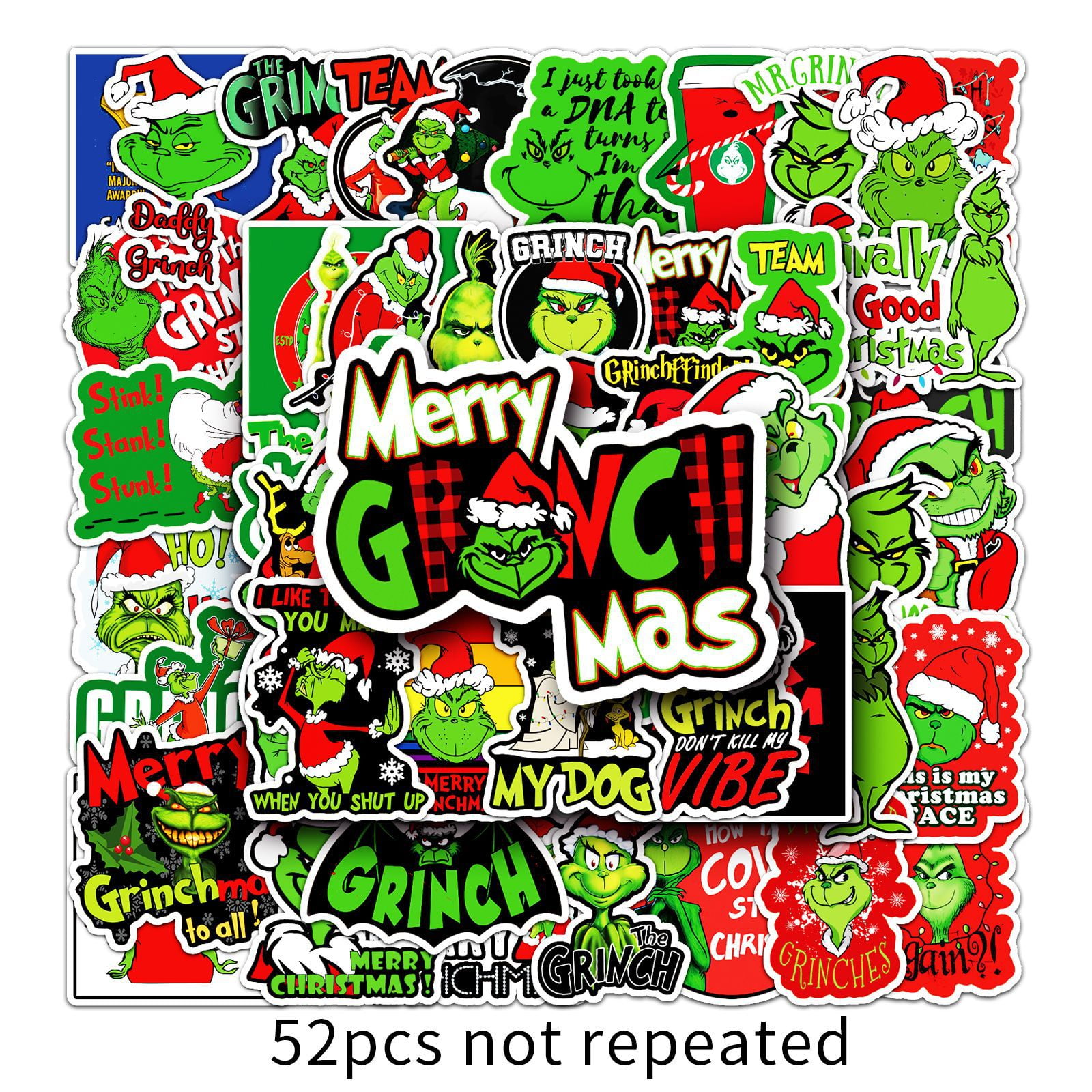52 Cartoon Grinch Doodle Animation Decorative Stickers for Luggage ...