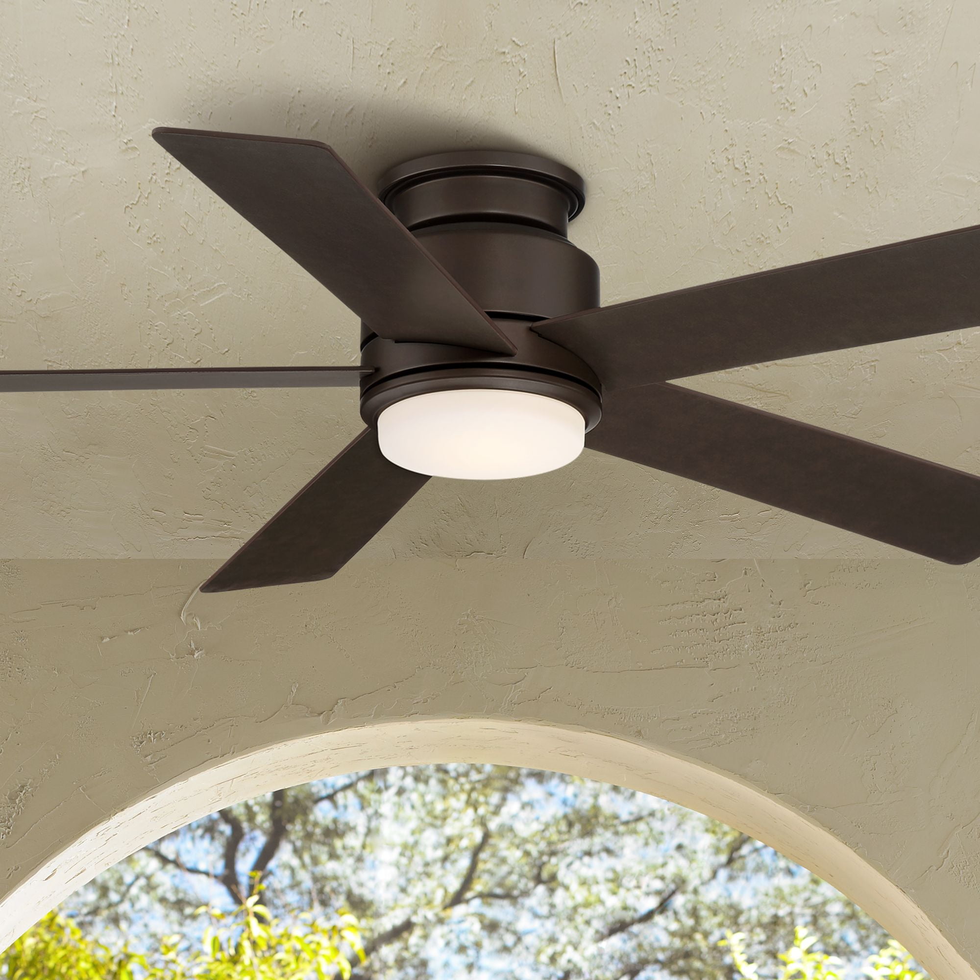 "Casa Vieja 52"" Outdoor Flush Mount Ceiling Fan, Oil Rubbed Bronze ...