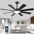 52" Ceiling Fa with Lights and Remote, Black Modern Ceiling Fan with 8 ...