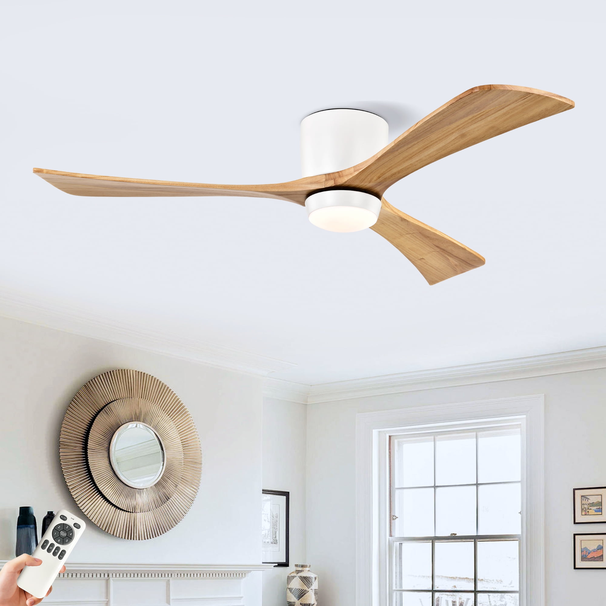 52" Ceiling Fan with Light and Remote, Quiet Reversible DC Motor, 6 ...