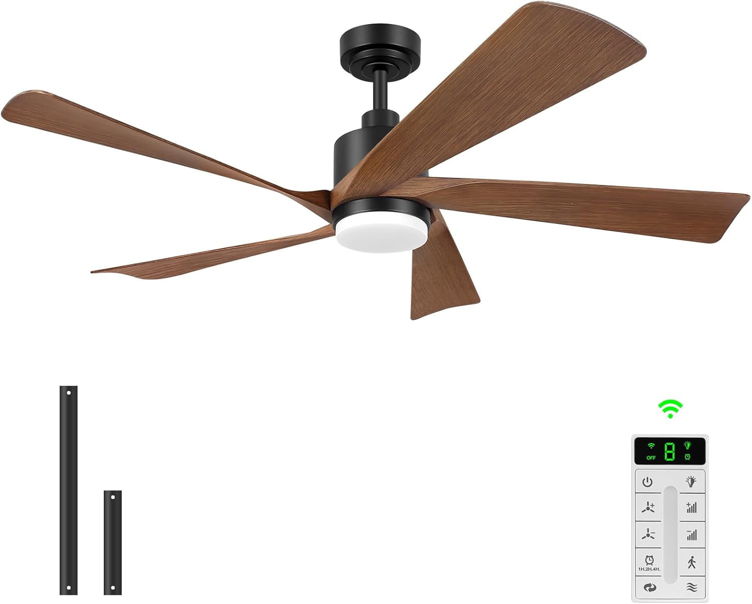 52" Ceiling Fan with LED Light & Remote Control - Reversible DC Motor ...