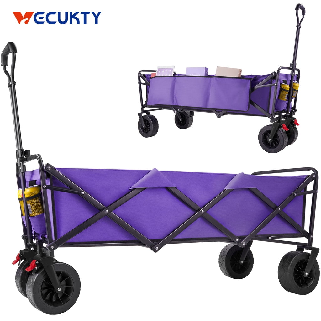 Vecukty 51.2-inch Folding Steel Cart With 2 Compartments, Fat Wheels ...