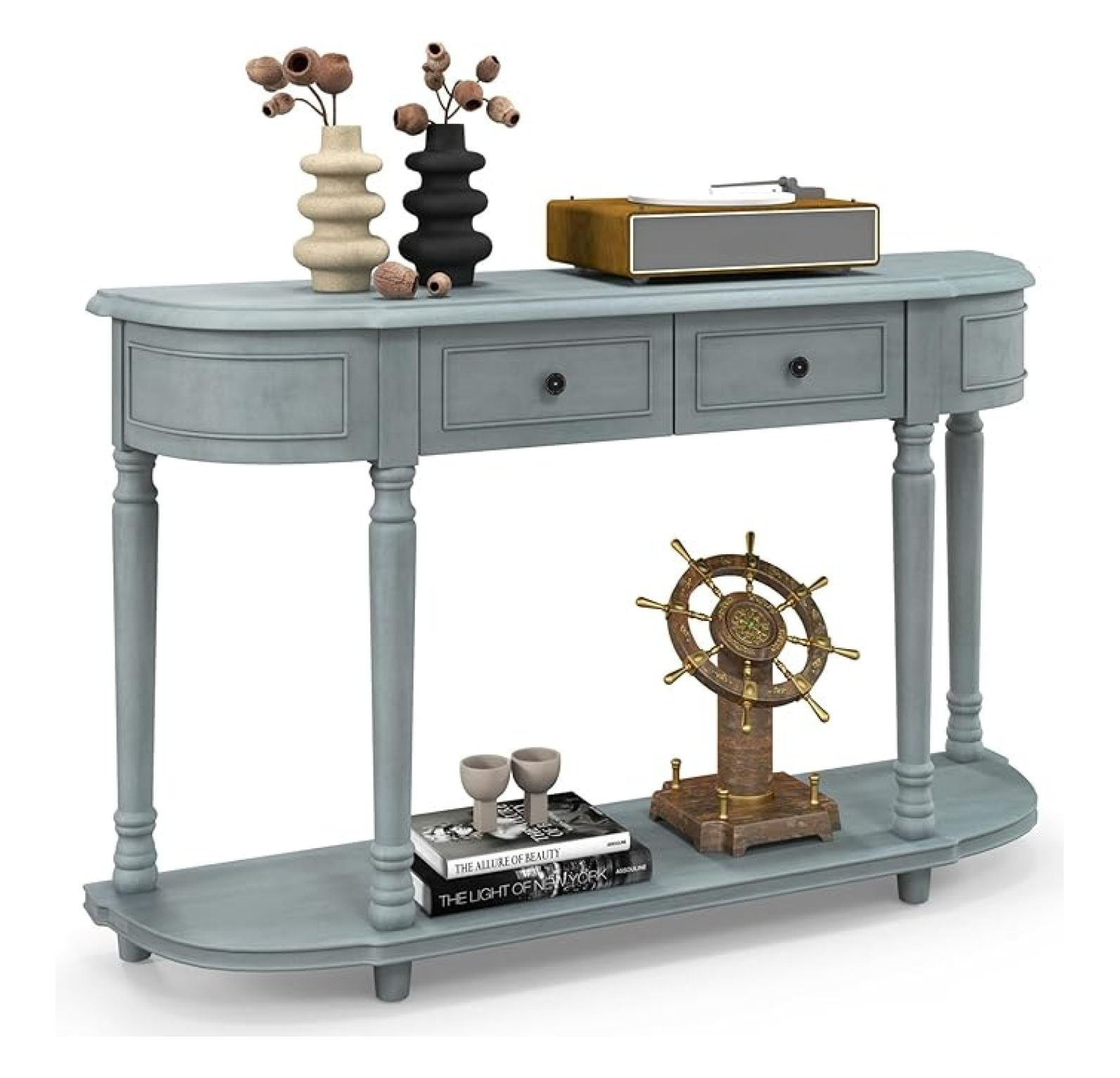52'' Console Table with Storage, Vintage Entryway Table with 2 Drawers ...